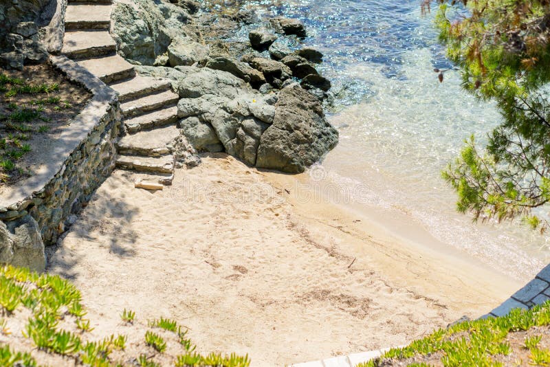An Isolated Sandy Bay with Stacks on the Pembrokeshire Coast, Wales ...
