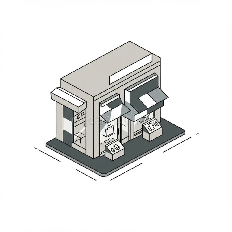 Small Isometric Illustration of a Modern Storefront. it Features a ...