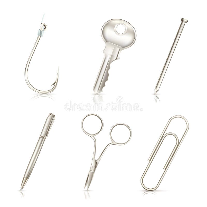 Small items, metal objects stock vector. Illustration of improvement ...