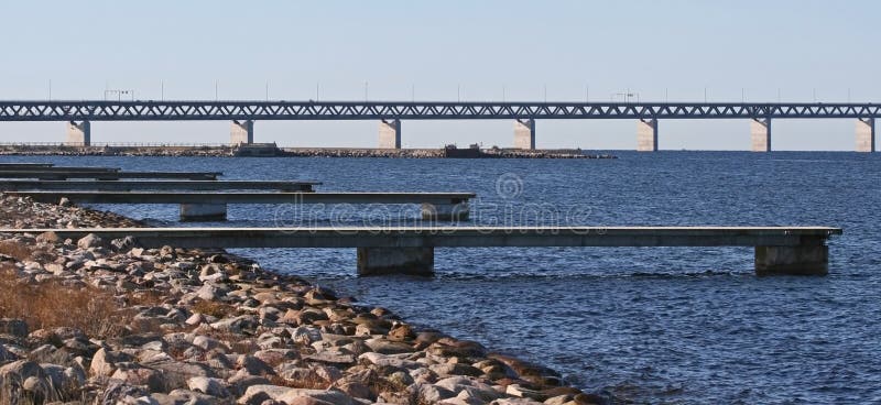 Small Jetties and a Long Bridge Stock Photo - Image of cross, bath ...