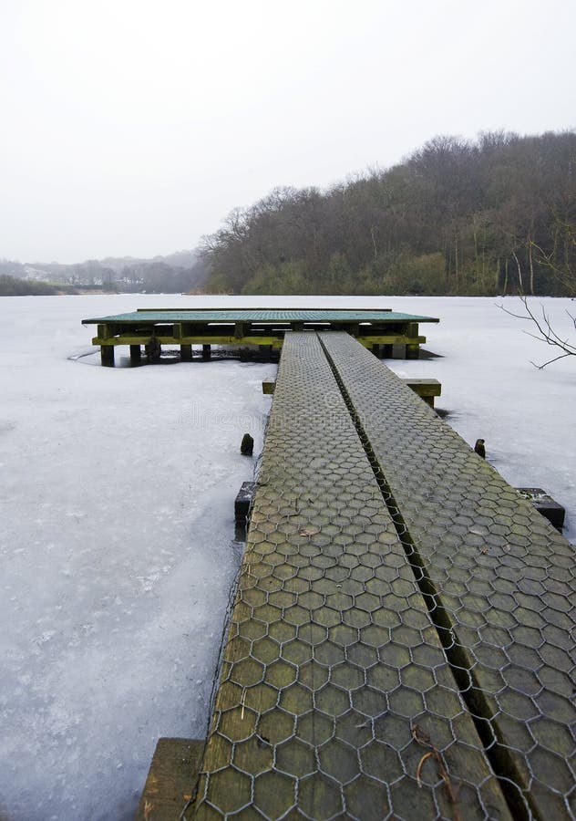 Small Jetty on a Frozen Lake Stock Image - Image of wooden, small: 12897413