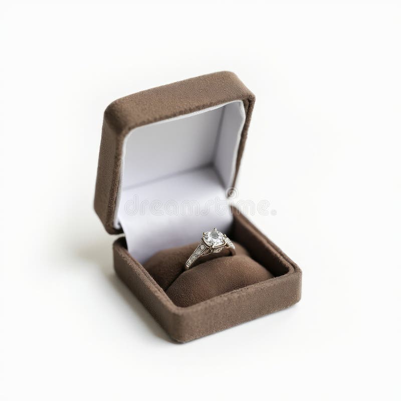 Small Jewelry Box with an Engagement Ring Isolated on a White Background Stock Photo - Image of ...