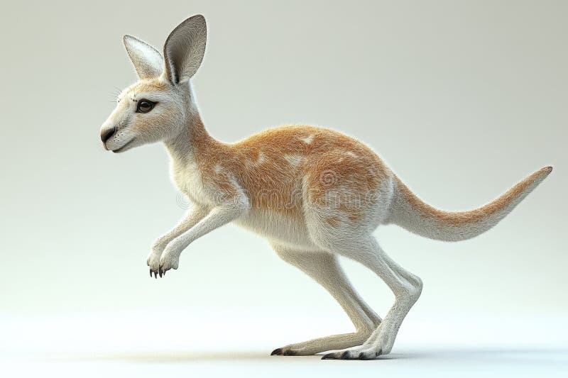 Small Kangaroo Hopping Playfully in a Light-colored Setting Showcasing ...