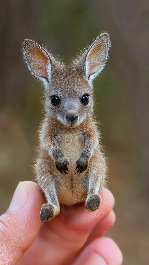 A Small Kangaroo Sitting on Top of a Person& X27;s Hand Stock ...