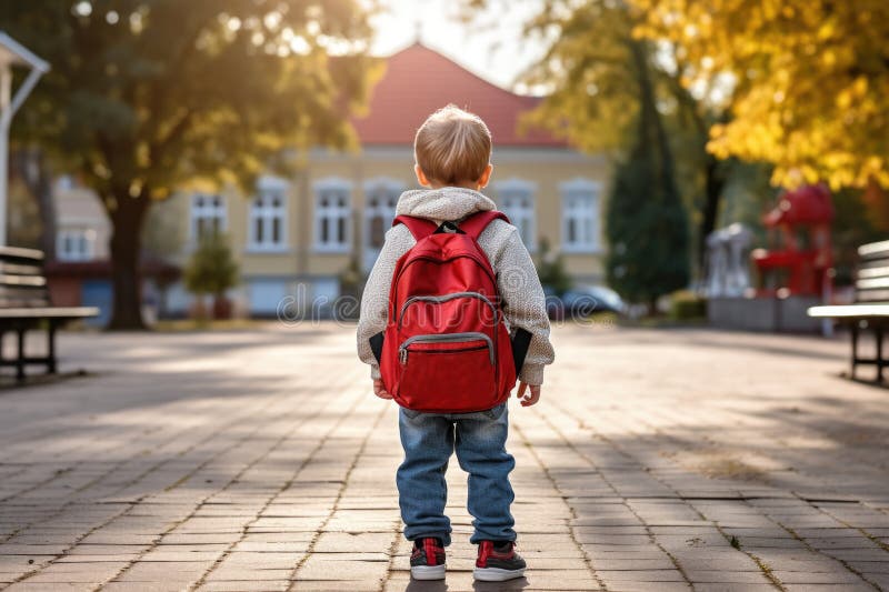Small Kid with Backpack Going To School for the First Time. Back To ...
