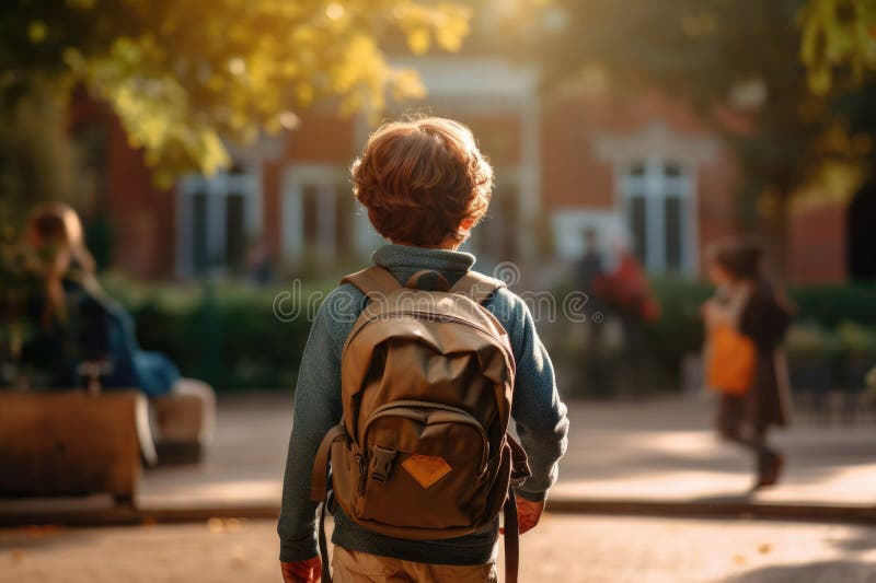 Small Kid with Backpack Going To School for the First Time. Back To ...