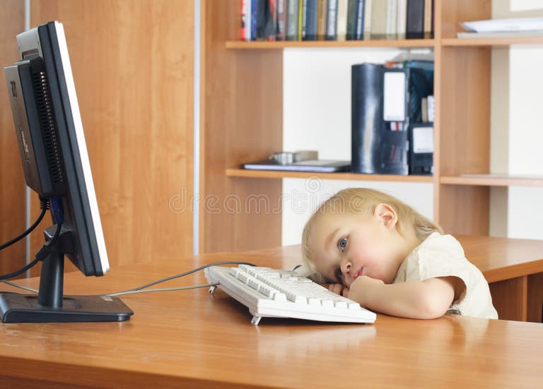 Small kid with computer stock photo. Image of screen, baby - 7122984