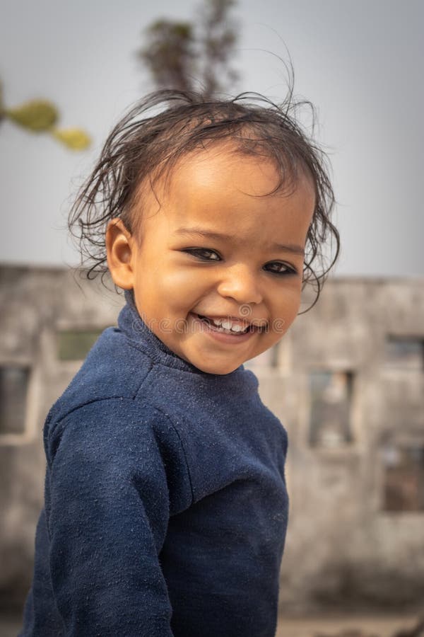 Small Kid Cute Smiling Face Close Up Shot from Flat Angle Stock Image ...