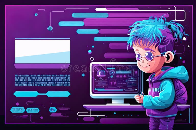 Small Kid Hacker Programmer on a Computer for, Children Coding Class ...