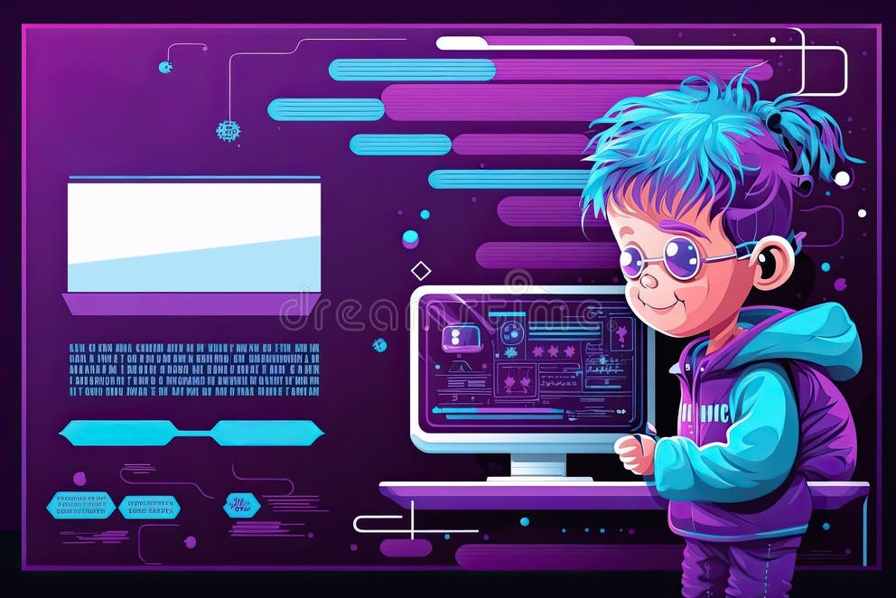 Small Kid Hacker Programmer on a Computer for, Children Coding Class ...