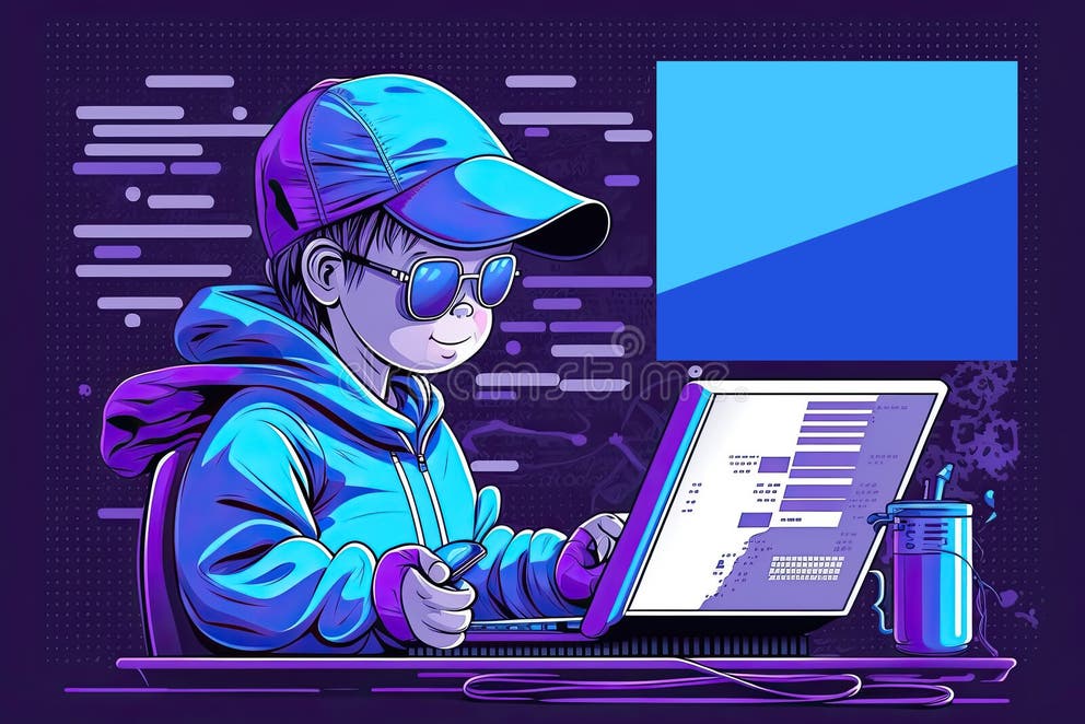 Small Kid Hacker Programmer on a Computer for, Children Coding Class ...