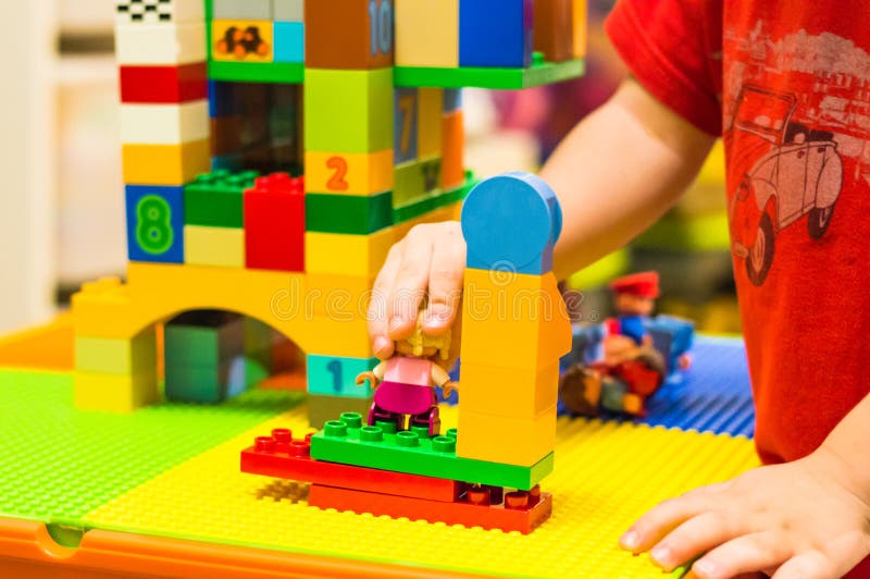 Small Kid Playing with Constructor at Home Stock Image - Image of early ...