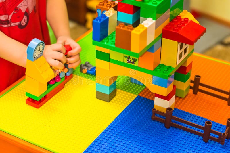Small Kid Playing with Constructor at Home Stock Photo - Image of ...