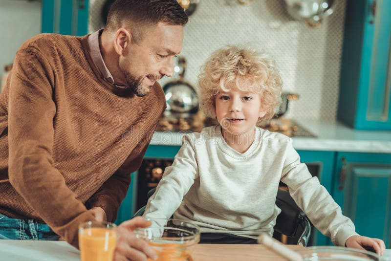 Small Kid Smiling and Looking at You Stock Photo - Image of recipe ...