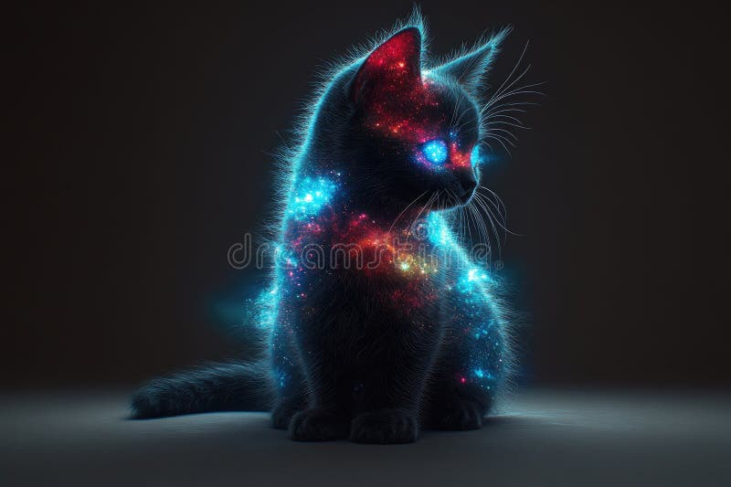 Cosmic Kitten: a Galaxy of Light and Fur Stock Illustration ...