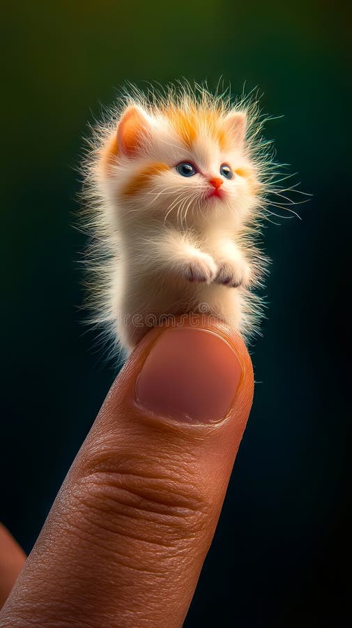 A Small Kitten Sitting on Top of a Finger Stock Image - Image of ...