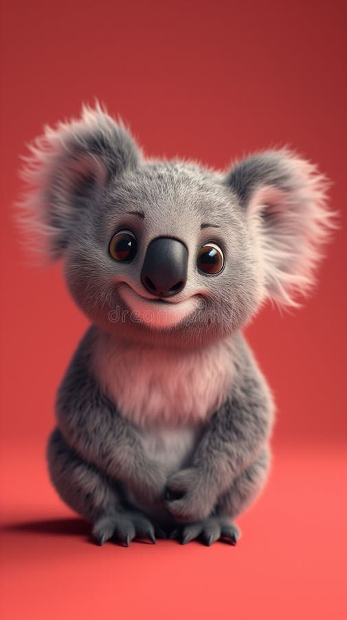 Small Koala Sitting on Top of Red Surface Stock Illustration ...