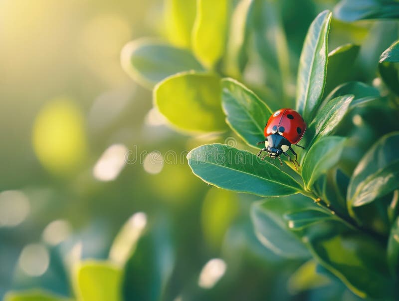 Ladybug on Green Leaf stock image. Image of green, flora - 375734011