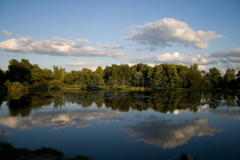 Small lake stock image. Image of green, lake, evening - 3737595