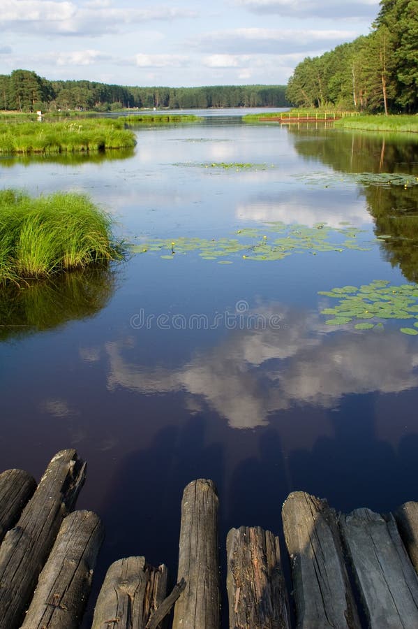 Small lake stock image. Image of lush, park, flowing, bridge - 7074335