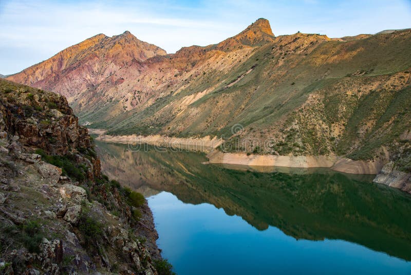 Small Lake between Mountains Stock Image - Image of blue, land: 217126291