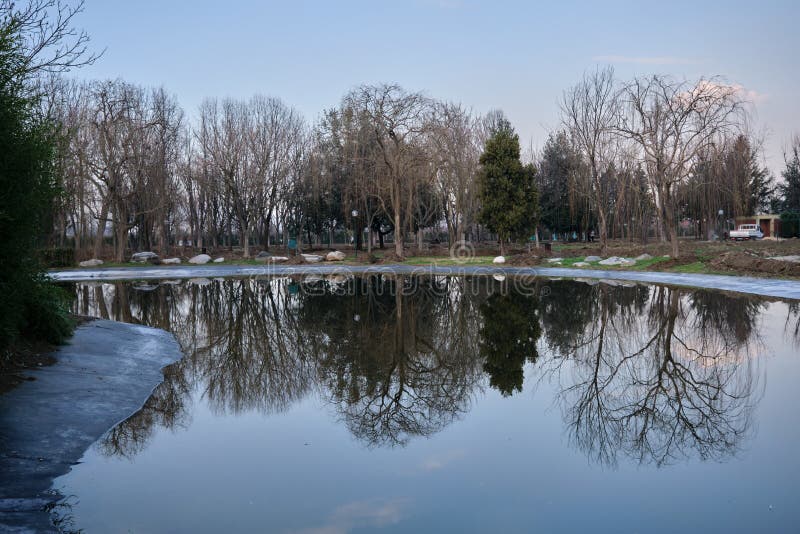 Small Lake and Pond View with Autumn Colors. Stock Image - Image of ...