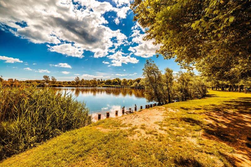 Small lake stock image. Image of public, nature, pond - 74198753