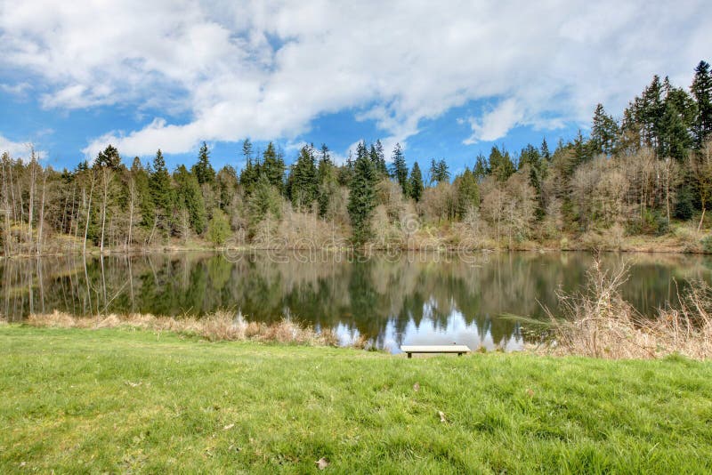 Small Lake Rasmussen, Duval. WA State Stock Image - Image of table ...