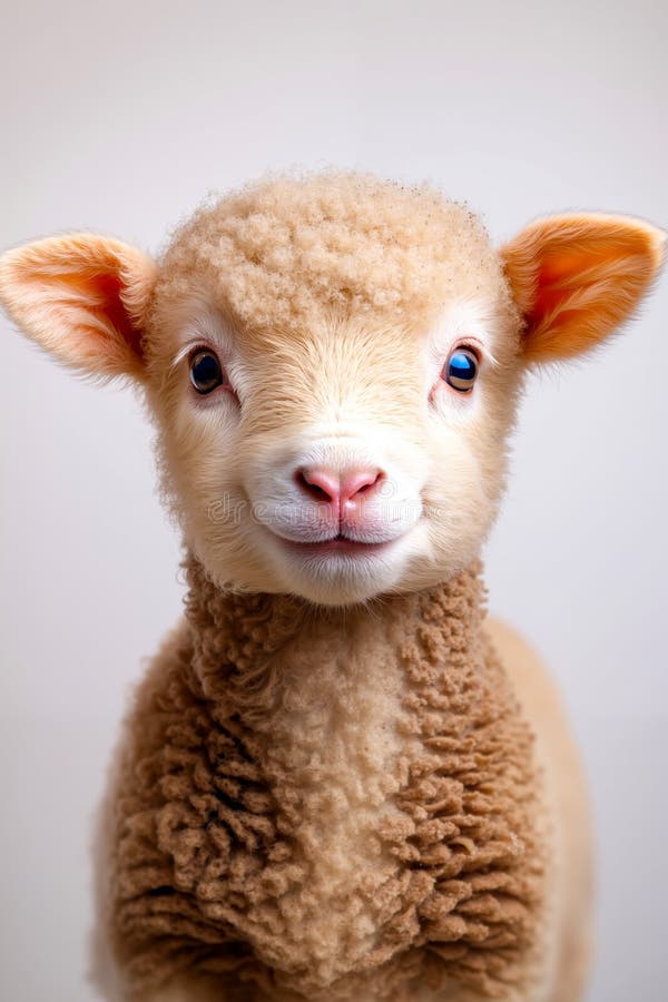 A Small Lamb with Blue Eyes Looking at the Camera Stock Photo - Image ...