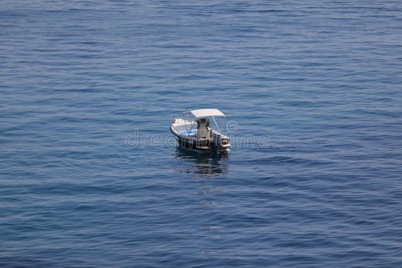 Small Launch Boat with People, Blue Sea and Sky Editorial Image - Image ...
