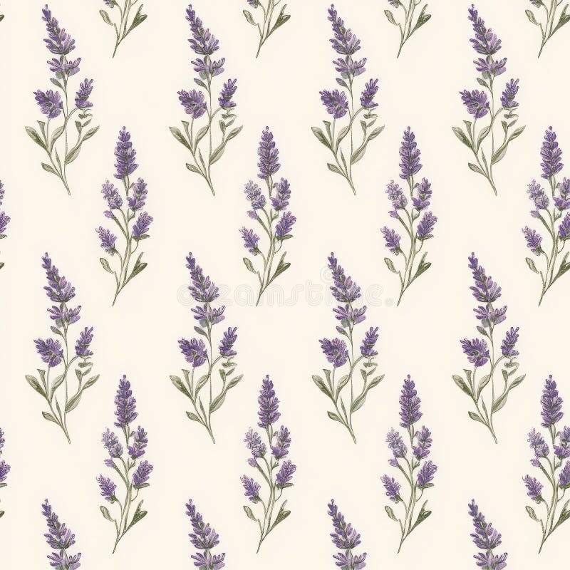 Small Lavender Flowers Arranged in a Repeating Flat Pattern on a Light ...