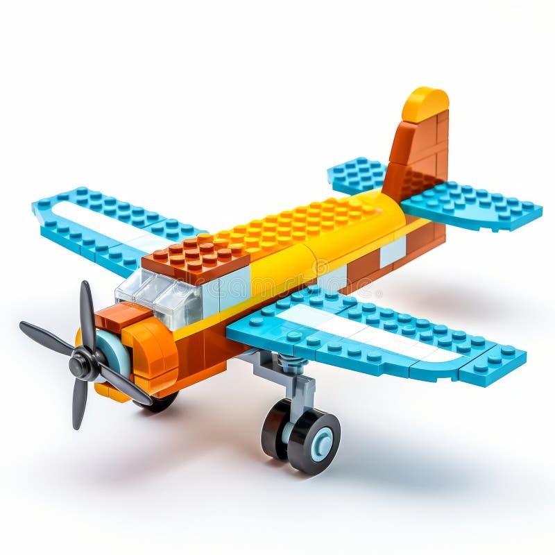 Colorful Lego Airplane Model in Toy Style Stock Illustration ...