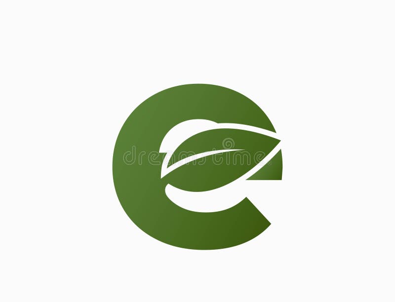 Small Letter E with Leaf. Creative Eco Logo Stock Vector - Illustration ...