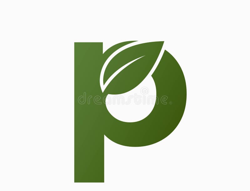 Small Letter P with Leaf. Alphabet Eco Logotype. Nature and Environment ...