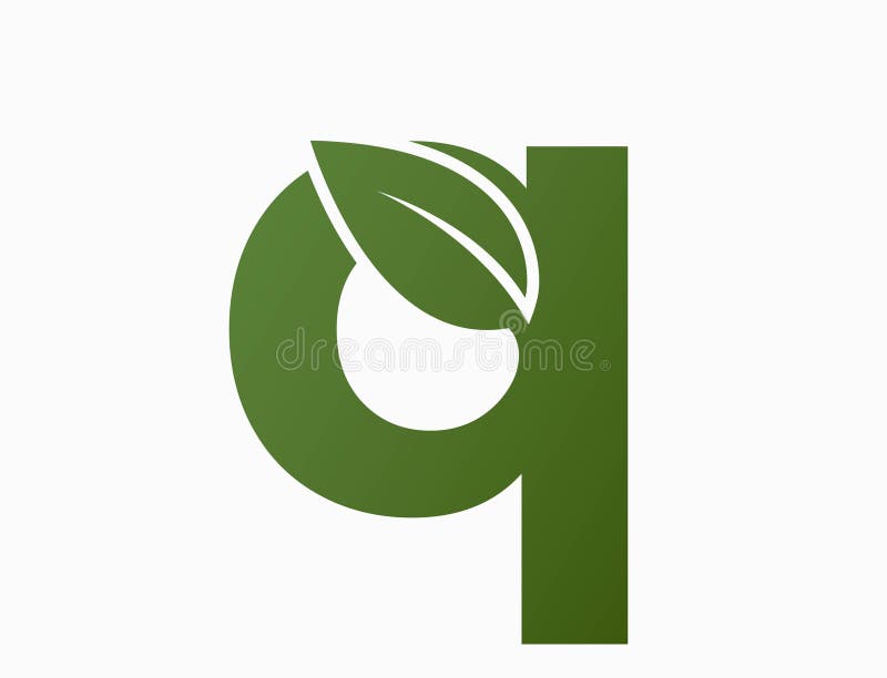 Small Letter Q with Leaf. Eco Logo Symbol. Nature and Environment ...