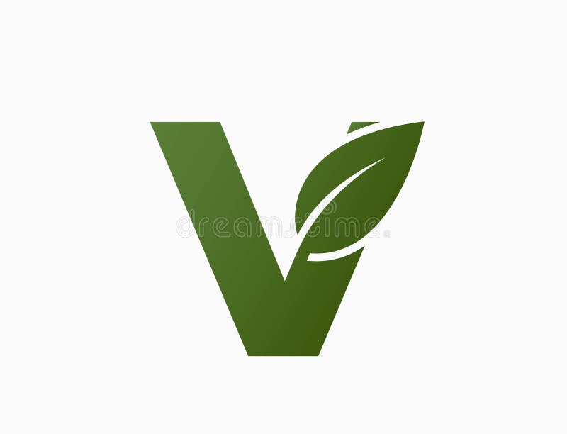 Small Letter V with Leaf. Creative Alphabet Logotype. Nature and ...