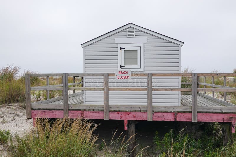 Small Lifeguard Shack with a Large Porch on a Beach Withe a Beach ...