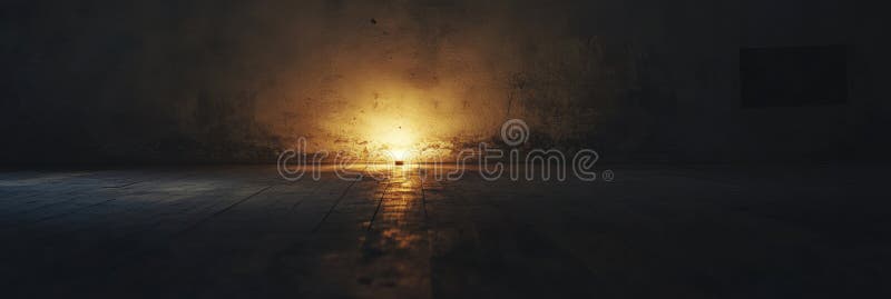 A Small Light Source Shines in a Dark and Empty Room, Highlighting the ...