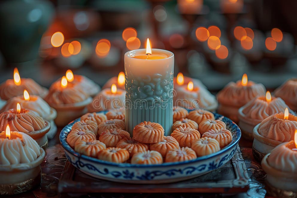 A Small Light and Tray Full of Sweets, High Quality, High Resolution ...