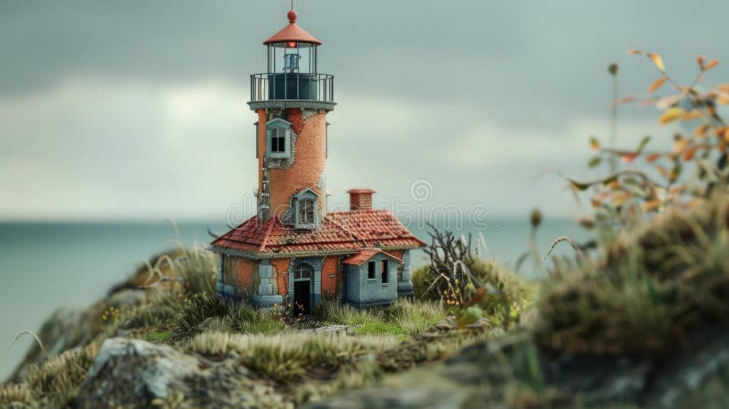 A Small Lighthouse Standing on the Edge of a Cliff, Overlooking the ...