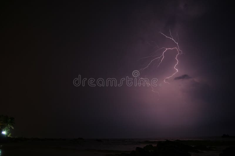 Small Lightning Strike in Sky Stock Photo - Image of weather, outdoors ...