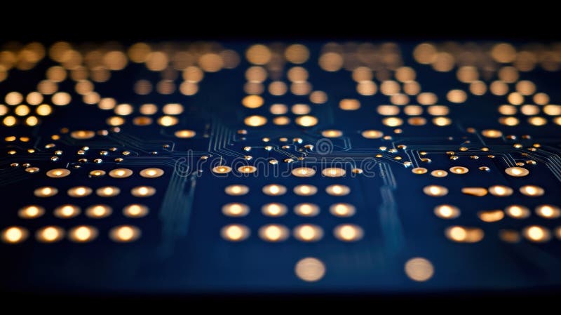 Small Lights Illuminate a Blue Electronic Board, Creating a Vibrant ...