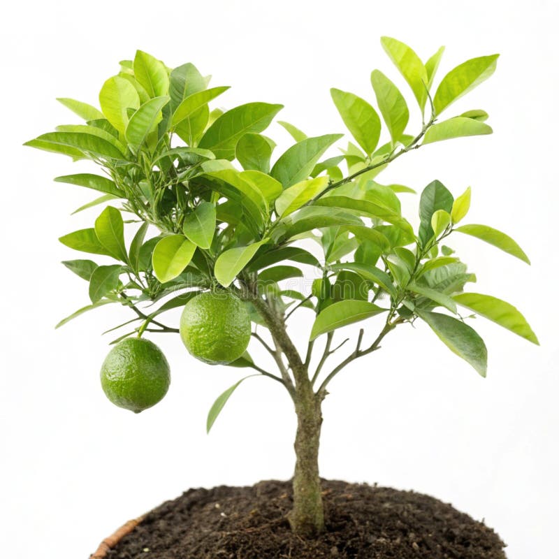 Small Lime Tree with Lime on White Background Stock Illustration ...