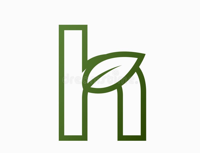 Small Line Letter H with Leaf. Creative Eco Logo Stock Vector ...