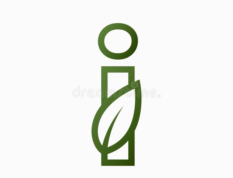 Small Line Letter I with Leaf. Creative Alphabet Logotype Stock ...