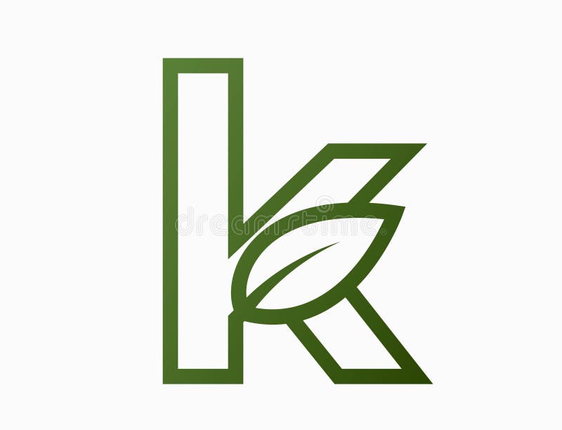 Small Line Letter K with Leaf. Eco Alphabet Logotype Stock Vector ...