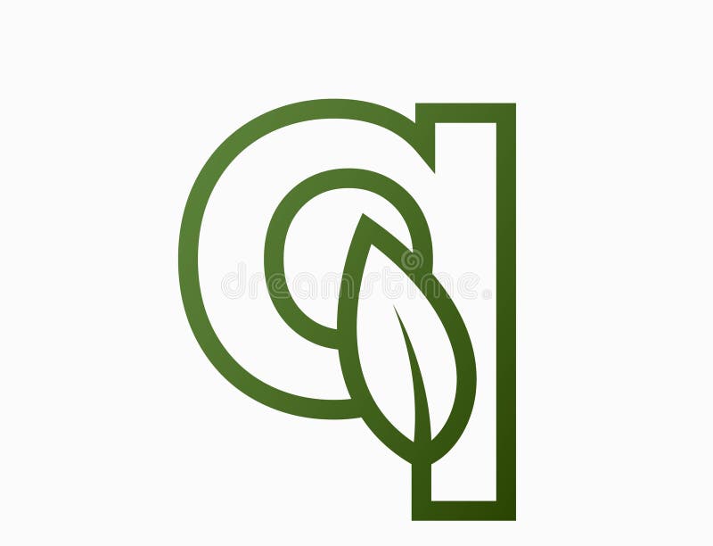 Small Line Letter Q with Leaf. Eco Logo Symbol. Eco Friendly and ...
