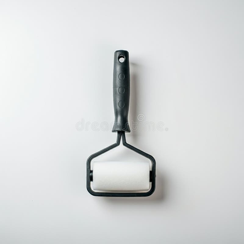 Small Lint Roller with a White Adhesive Roll and a Black Plastic Handle ...