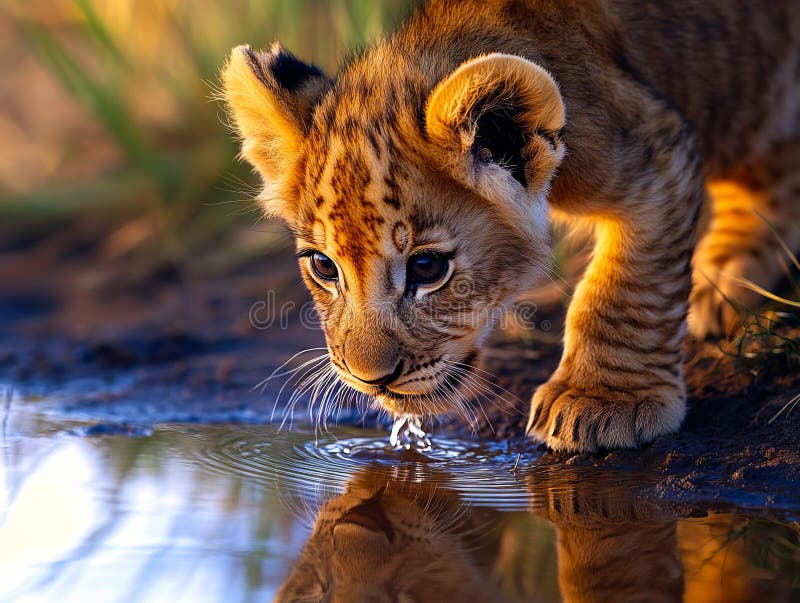 A Small Lion Cub Laying on Top of a Tree Branch Stock Image - Image of ...