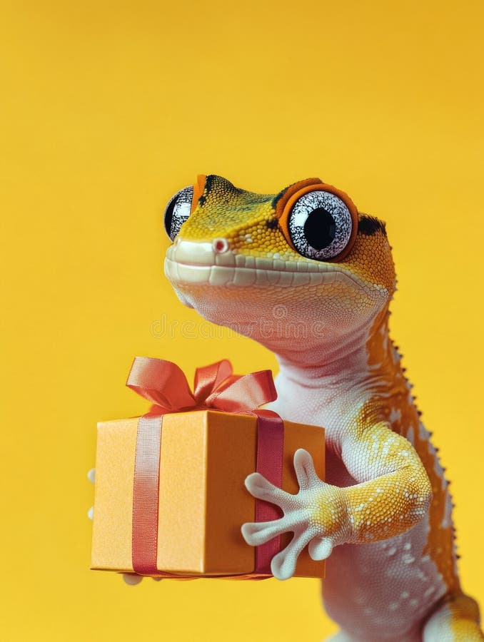Small Lizard Holding Box Red Ribbon Stock Photos - Free & Royalty-Free ...